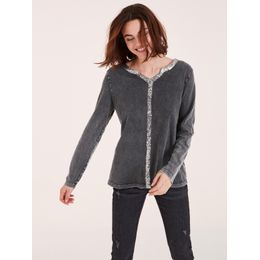 Heine Damen Langarmshirt, Grau, Gr. 48, Langarm-Shirts, 100% Baumwolle