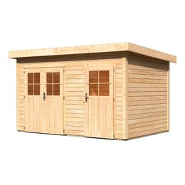Karibu Gartenhaus mit 2 separaten R&auml;umen &raquo;Tansila 3&laquo; - 364x244x230cm - naturfarben -