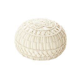 HOME STORY Pouf Macrameoptik beige Ma&szlig;e (cm): H: 35 &Oslash;: 50.0 &raquo; M&ouml;bel Kraft