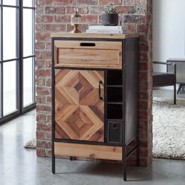 Apothekerkommode MCW-Q77, Schrank Kommode Schubladen Stauf&auml;cher Industrial Vintage/Shabby Holz Metall 85x45x35cm