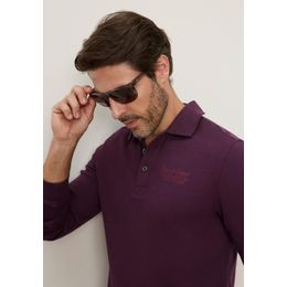 MAN'S WORLD MAN'S WORLD Herren Poloshirtpflaume, Gr. M, Strukturmuster, Jersey, Obermaterial: 100% Baumwolle, Shirts, normale Passform, mit Langarm, klassischer