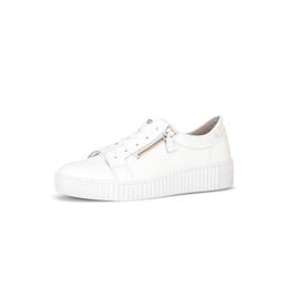 Gabor Damen Plateausneaker, Gr. 35wei&szlig;, Kalbsleder, unifarben, Schuhe, Freizeitschuh, Halbschuh, Schn&uuml;rschuh mit dezentem Fersenbesatz