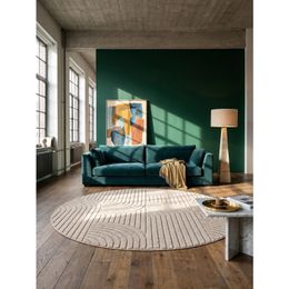 KADIMA DESIGN Flachgewebe-Teppich Hoch-Tief-B&ouml;gen Beige 160x160 cm Hoch-Tief B&ouml;gen