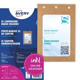 Avery Zweckform 4839XL Namensschilder-Taschen XL A6, naturbraun, 50 Taschen, 52 Einsteckschilder