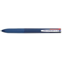 Pi.lot Pilot Vierfarb-Kugelschreiber Super Grip-G 4 Colors, Strichst&auml;rke 0,4 mm, dokumentenecht, nachf&uuml;llbar, Schaftfarbe blau