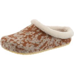 MUBB Damen Pantoffel mit Lammfell-Sohle braun-gemustert Gr&ouml;&szlig;e 41
