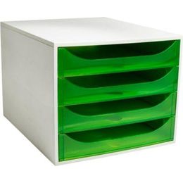 Exacompta ECOBOX Schubladenbox 4 Schubladen, Gr&uuml;n, A4/A4+ &ndash; Ablage f&uuml;r Schreibtisch & B&uuml;ro