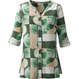 CR&Eacute;ATION L Damen Druckbluse im figurumspielden Schnitt khaki-pistazie-bedruckt Gr&ouml;&szlig;e 46
