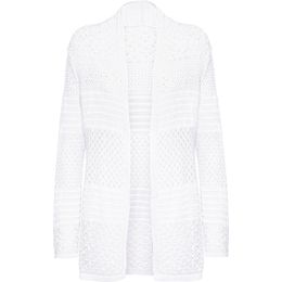 CR&Eacute;ATION L Damen Strickjacke mit Ajour-Muster wei&szlig; Gr&ouml;&szlig;e 38