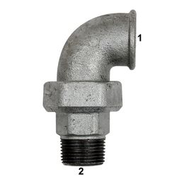 Riegler Verschraubung Bogen 97 IG/AG, Rp 1 1/4, R 1 1/4, schw. Temperguss (TFV 97-114)