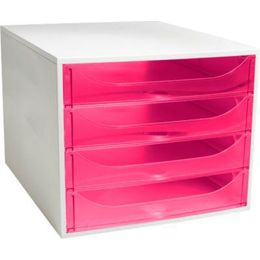 Exacompta ECOBOX Schubladenbox 4 Schubladen, Rosa, A4/A4+ &ndash; Ablage f&uuml;r Schreibtisch & B&uuml;ro