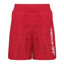Off-White Off White - Badeshorts f&uuml;r Herren, leger (Rot/Wei&szlig;)