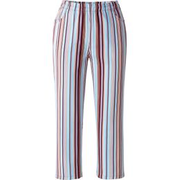 CR&Eacute;ATION L Damen Caprihose aus reiner Baumwolle aqua-gestreift Gr&ouml;&szlig;e 54