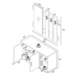 Vcm Diele Garderoben Set mit Schuhschrank Sitzbank, Wandgarderobe & Spiegel - Gados XL