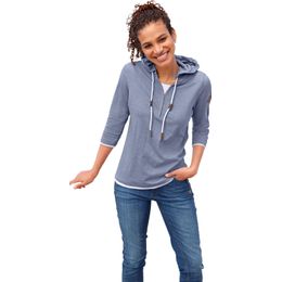 CR&Eacute;ATION L Damen 2-in-1-Shirt mit Kapuze taubenblau-wei&szlig; Gr&ouml;&szlig;e 54