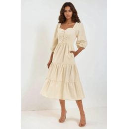 Besticktes Herz-Kragen Maxikleid