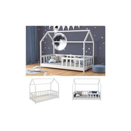 Vitalispa Kinderbett Bettenhaus Einzelbett Michelle Wei&szlig; 160 x 80 cm modern Kinderzimmer Bett Lattenrost Rausfallschutz