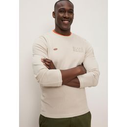 Kangaroos Herren Langarmshirtbeige meliert, Gr. S, Piqu&eacute;, Obermaterial: 100% Baumwolle, Shirts, mit Rundhalsausschnitt, aus Piqu&eacute;-Material