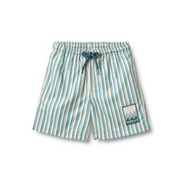 Wheat Jungen Badeshorts "Wheat Swim Trunk Hansi badge"aqua stripe, Gr. 122, 100% Polyester (Recycelt), Badehosen