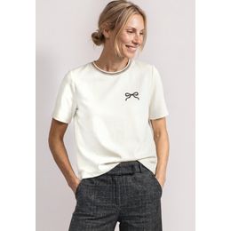 Street One Damen T-Shirtsanftes wei&szlig;, Gr. 46, unifarben, Stoff, 48% Polyester, 48% Viskose, 4% Elasthan, Shirts, mit Rundhalsausschnitt