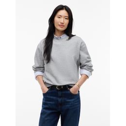 Tommy Hilfiger Damen Sweatshirt "SCRIPT TERRY MDRN C-NK SWTSHIRT"light grau htr, Gr. XL, meliert, unifarben, Sweatware, Obermaterial: 100% Baumwolle,