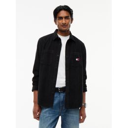 Tommy Jeans Herren Langarmhemd "RELAXED CORDUROY SHIRT"schwarz, Gr. XXL, unifarben, Cord, Obermaterial: 100% Baumwolle, Hemden, Relaxed fit mit