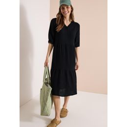 Cecil Damen Midikleid, schwarz, Gr. XXL, unifarben, Web, 100% Baumwolle, Kleider, knielang