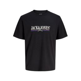 Jack & Jones PlusSize Herren T-Shirt "JORFREDERIKSBERG GRAPHIC BOX TEE SS PLS"schwarz, Gr. XXXL, JACK & JONES PLUSSIZE, bedruckt, Jersey, Obermaterial: 100% Baumwolle,