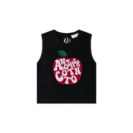 Damen Strickweste "Another Cotton Lab Apple WMN Knit Vest", schwarz, Gr. L, ANOTHER COTTON LAB, 100% Baumwolle, Westen