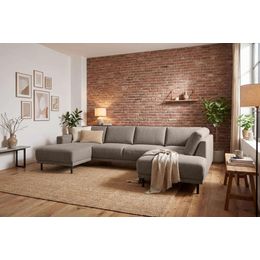Wohnlandschaft OTTO HOME, B:310cm H:78cm T:197cmbraun, 100% PES, Sofas, "Sveeva, U-Form, XXL, B.310 cm, schwarze Metallf&uuml;&szlig;e", langlebiger Webstoff,