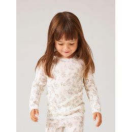 name it M&auml;dchen Langarmshirt "NMFWANG WOOL NEEDLE LS TOP NOOS"snow wei&szlig; aop:flowers, leafs, Gr. 98, bedruckt, Strick, Obermaterial: 100% Wolle,