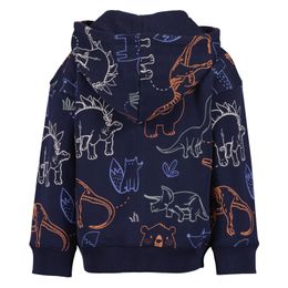 Blue Seven Jungen Kapuzensweatjackenachtblau ao, Gr. 104, bedruckt, angeraute Sweatware, Obermaterial: 80% Baumwolle, 20% Polyester, Sweatjacken,