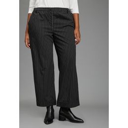 Damen Schlupfhose "Gro&szlig;e Gr&ouml;&szlig;en"schwarz, Gr. 46, LAURA SCOTT CURVE, Nadelstreifen, Web, Obermaterial: 65% Polyester, 33% Viskose, 2% Elasthan, Hosen,