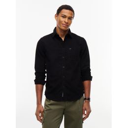 Tommy Jeans Herren Langarmhemd "REGULAR BABY CORDUROY SHIRT"schwarz, Gr. L, unifarben, Web, Obermaterial: 100% Baumwolle, Hemden, Regular fit mit