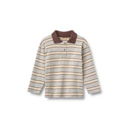Wheat Jungen Poloshirt "Wheat Polo Shirt L/S Fred"multi blau stripe, Gr. 140, unifarben, 100% Baumwolle, Shirts