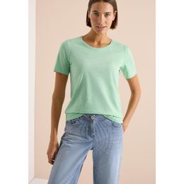 Cecil Damen T-Shirtjuicy lime, Gr. XL, unifarben, Web, 50% Baumwolle, 50% Modal, Shirts, mit Rundhalsausschnitt