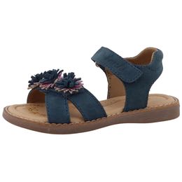 Lurchi M&auml;dchen Sandale "Loona", Gr. 29, blau, Veloursleder, festlich, Schuhe, Klettschuh mit Bl&uuml;tenapplikation, Gr&ouml;&szlig;enschablone zum Download