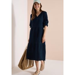 Cecil Damen Midikleid, blau, Gr. XXL, unifarben, Web, 100% Baumwolle, Kleider, knielang