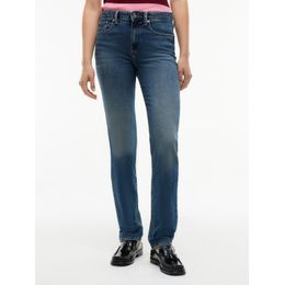Tommy Hilfiger Damen Slim-fit-Jeans "HARLOW MID RISE SLIM ESSENTIAL"ocean, Gr. 27, unifarben, Denim/Jeans, Obermaterial: 99% Baumwolle, 1% Elasthan,