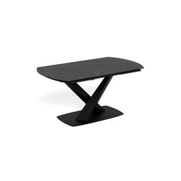 Esstisch ACTONA GROUP, B:240cm H:77cm T:90cm, schwarz, Tische, "Morellla, Speisetisch, Tisch", Esstisch, Keramikplatte, oval, Drehfunktion, Stahlfu&szlig;,