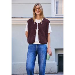 Damen Cardiganvery berry, Gr. 46, STREET ONE STUDIO, unifarben, Stoff, 100% Polyester, Strickjacken, mit Knopfleiste
