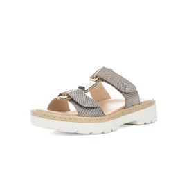 Ara Damen Pantolette "CAPRI", Gr. 35taupe, kombiniert, Veloursleder, Rautenmuster, Schuhe, Plateau, Sandale, Sommerschuh in Weite G (= weit)