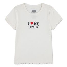 LEVI'S KIDS M&auml;dchen Kurzarmshirt "LVG I HEART MY LEVIS TOP"levi's egret, Gr. 4, bedruckt, Jersey, Obermaterial: 60% Baumwolle, 40% Polyester, Shirts,