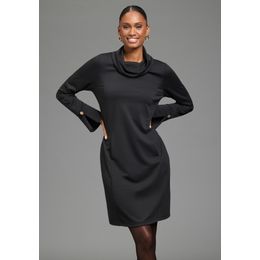 Laura Scott Damen Jerseykleidschwarz, Gr. 36, unifarben, Milano Rib, Obermaterial: 76% Polyester, 20% Viskose, 4% Elasthan, Kleider, aus elastischer