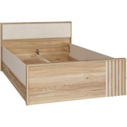 Bett FORTE, B:130cm H:84cm L:214cm, braun, Jugendzimmer, Betten, "Bett mit Stauraum 2 SK, Kopfteil gepolstert", B/H/T 130/84/213 cm, in 2 Farben