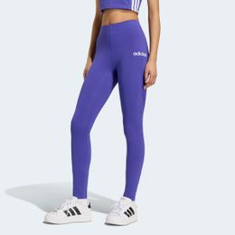 Damen Trainingstights "ESSENTIALS LINEAR COTTON", lila, Gr. S, adidas Sportswear, Obermaterial: 90% Baumwolle, 10% Elasthan, Hosen