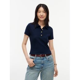 Tommy Hilfiger Damen Poloshirt "GOLD BUTTON REG S/S POLO"dunkelblau, Gr. S, unifarben, Single Jersey, Obermaterial: 100% Baumwolle, Shirts, Baumwolle