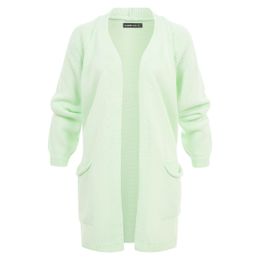 CLOUD 5IVE Damen Cardigan "CLOUD 5IVE Long Open Cardigan with 2 Pockets"light gr&uuml;n, Gr. XS, unifarben, 100% Polyacryl, Strickjacken
