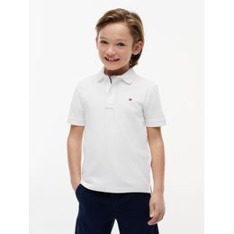 Tommy Hilfiger Jungen Poloshirt "FLAG POLO"wei&szlig;, Gr. 7, unifarben, Single Jersey, Obermaterial: 100% Baumwolle, Shirts, Kinder bis 16 Jahre mit