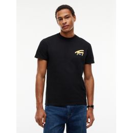 Tommy Jeans Herren T-Shirt "REGULAR SIGN BACKPRINT TEE"schwarz, Gr. M, unifarben, Single Jersey, Obermaterial: 100% Baumwolle, Shirts, Regular fit